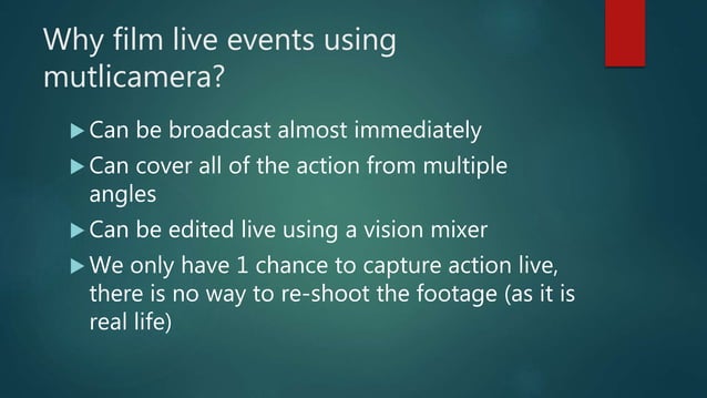 Multi-camera filming: theory recap | PPTX