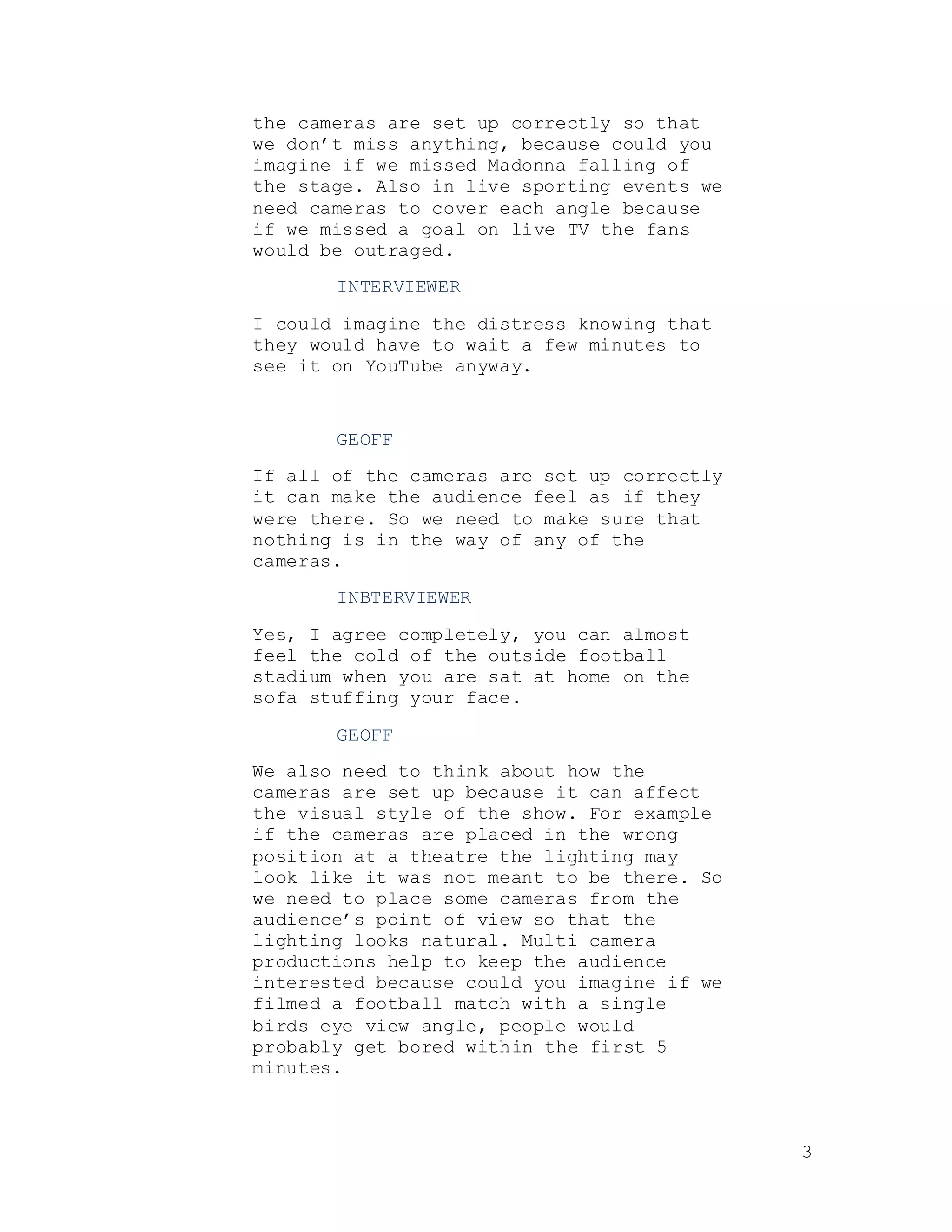 Multi cam interview script | DOCX