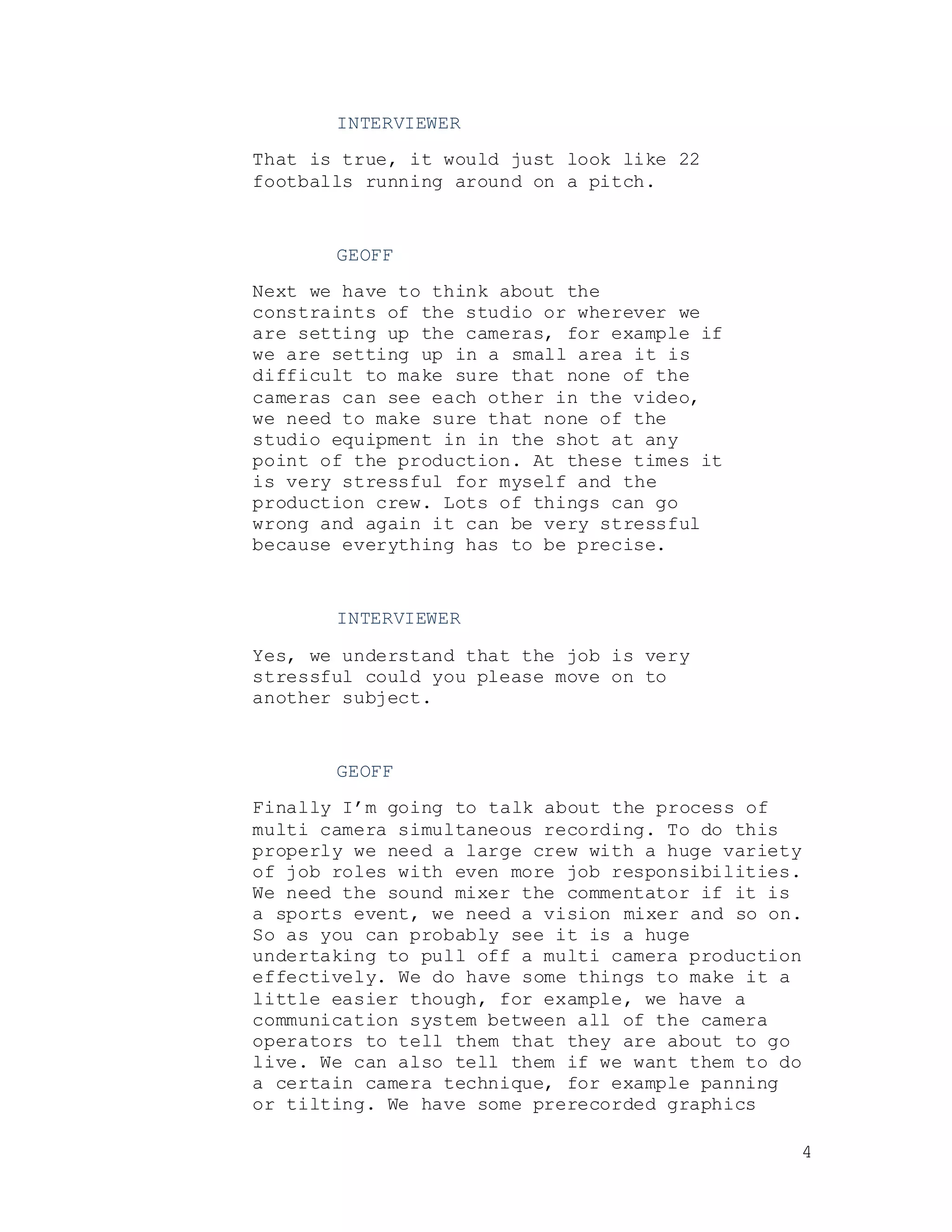 Multi cam interview script | DOCX