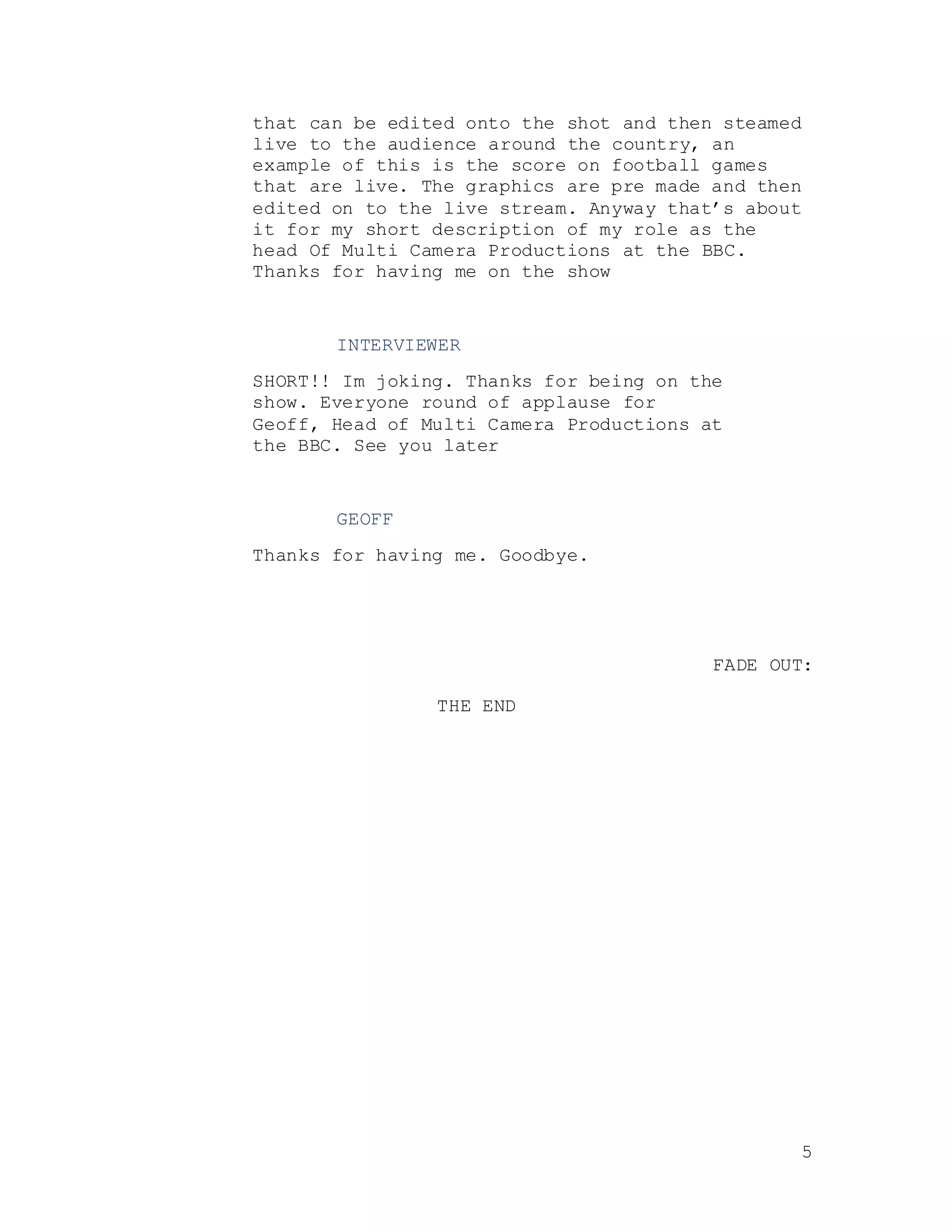 Multi cam interview script | DOCX