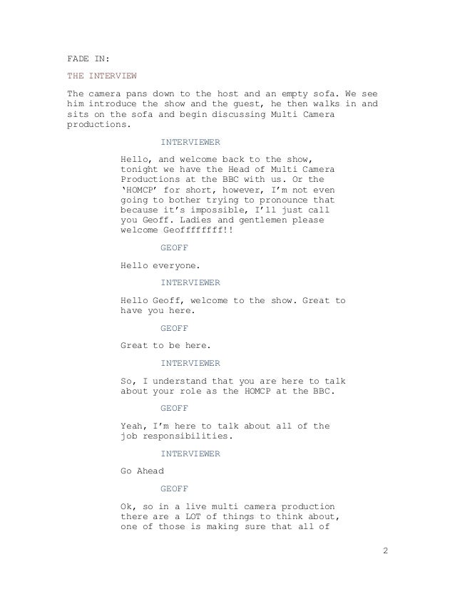 Multi cam interview script