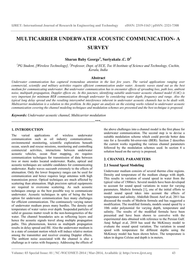 Multicarrier Underwater Acoustic Communication A Pdf