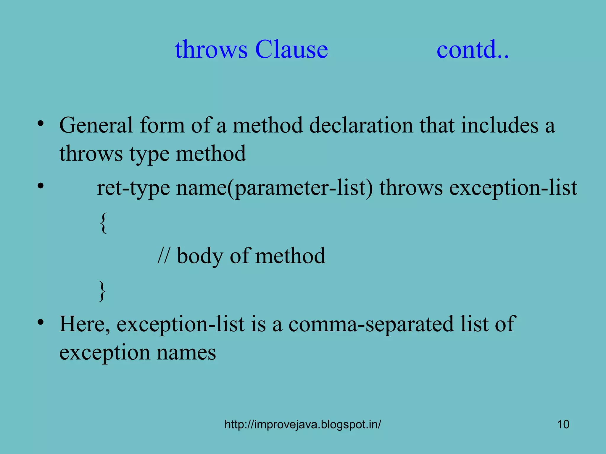 Multi catch statement | PPT