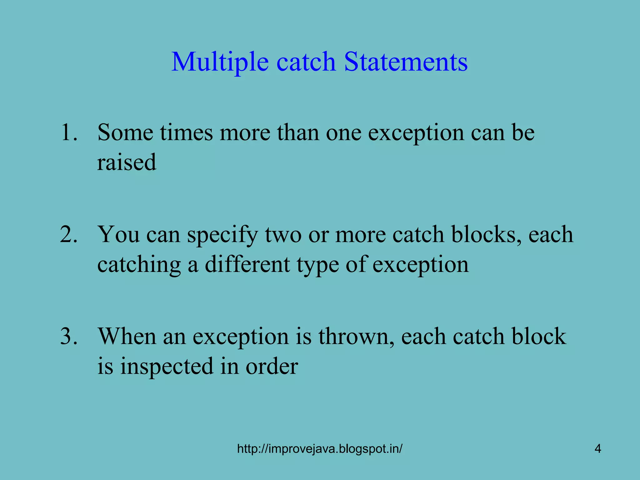 Multi catch statement | PPT