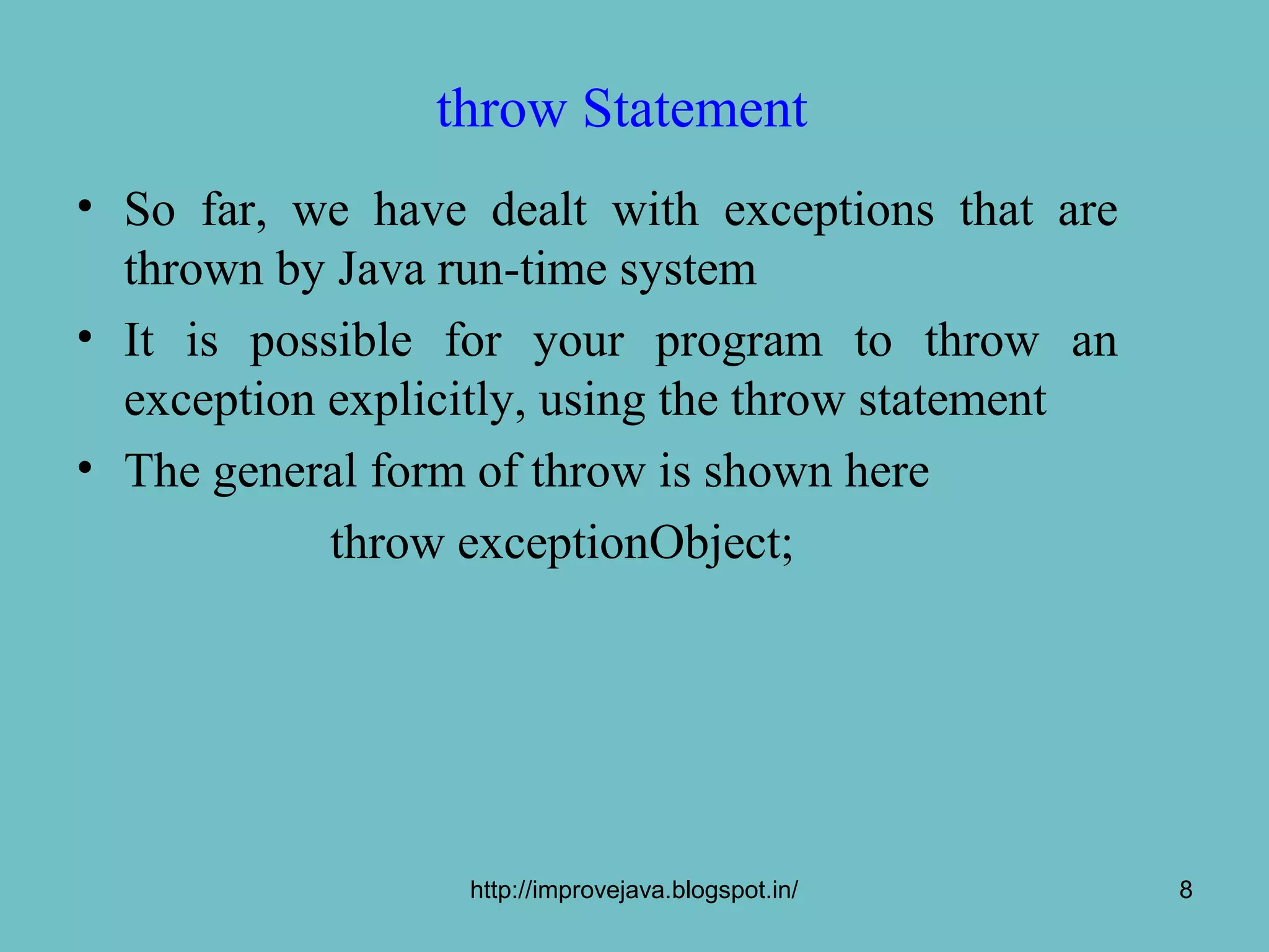 Multi catch statement | PPT