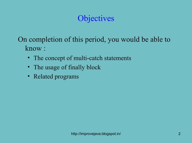 Multi catch statement | PPT