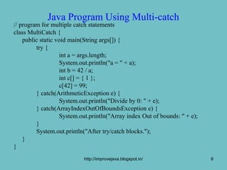 Multi catch statement | PPT