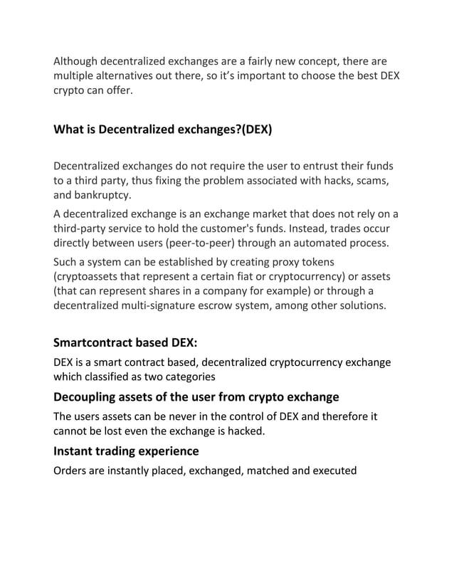 Multichain Decentralized Exchange (DEX) Script | PDF
