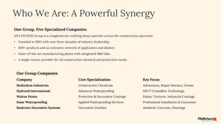 MULTICHEM Group - Construction Chemicals | PDF