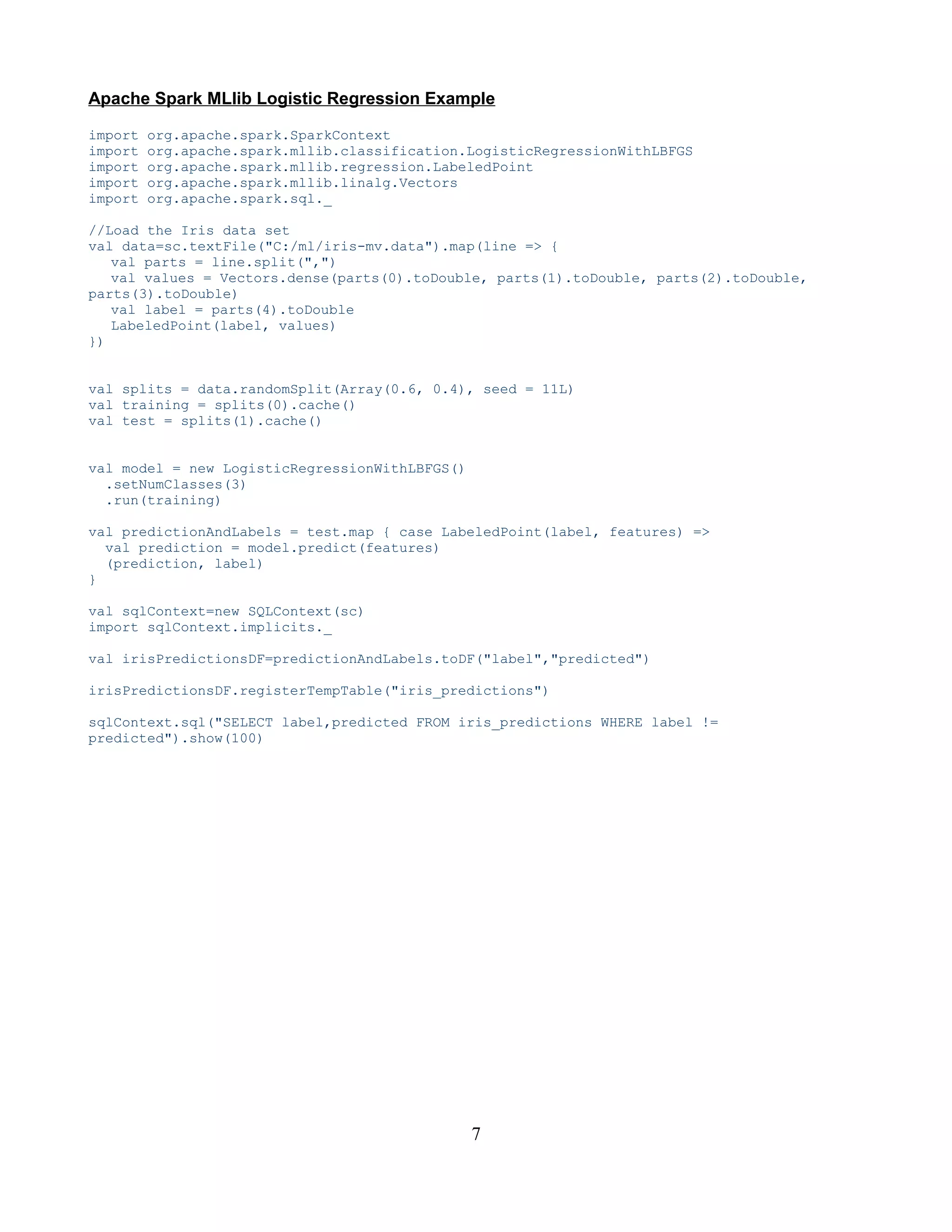 Multiclass Logistic Regression: Derivation and Apache Spark Examples | PDF