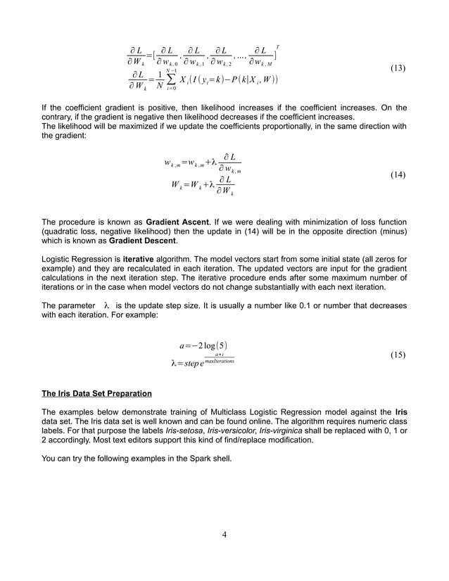 Multiclass Logistic Regression: Derivation and Apache Spark Examples | PDF