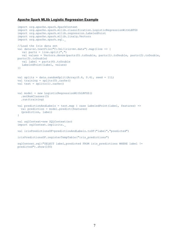 Multiclass Logistic Regression Derivation And Apache Spark Examples Pdf 