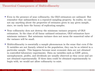 Multicollinearity econometrics semester 4 Delhi University | PDF