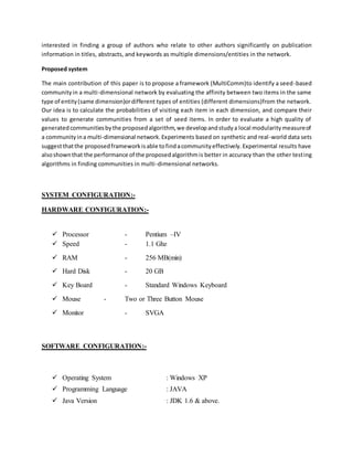 IEEE 2014 JAVA DATA MINING PROJECTS Multi comm finding community structure in multi dimensional ...