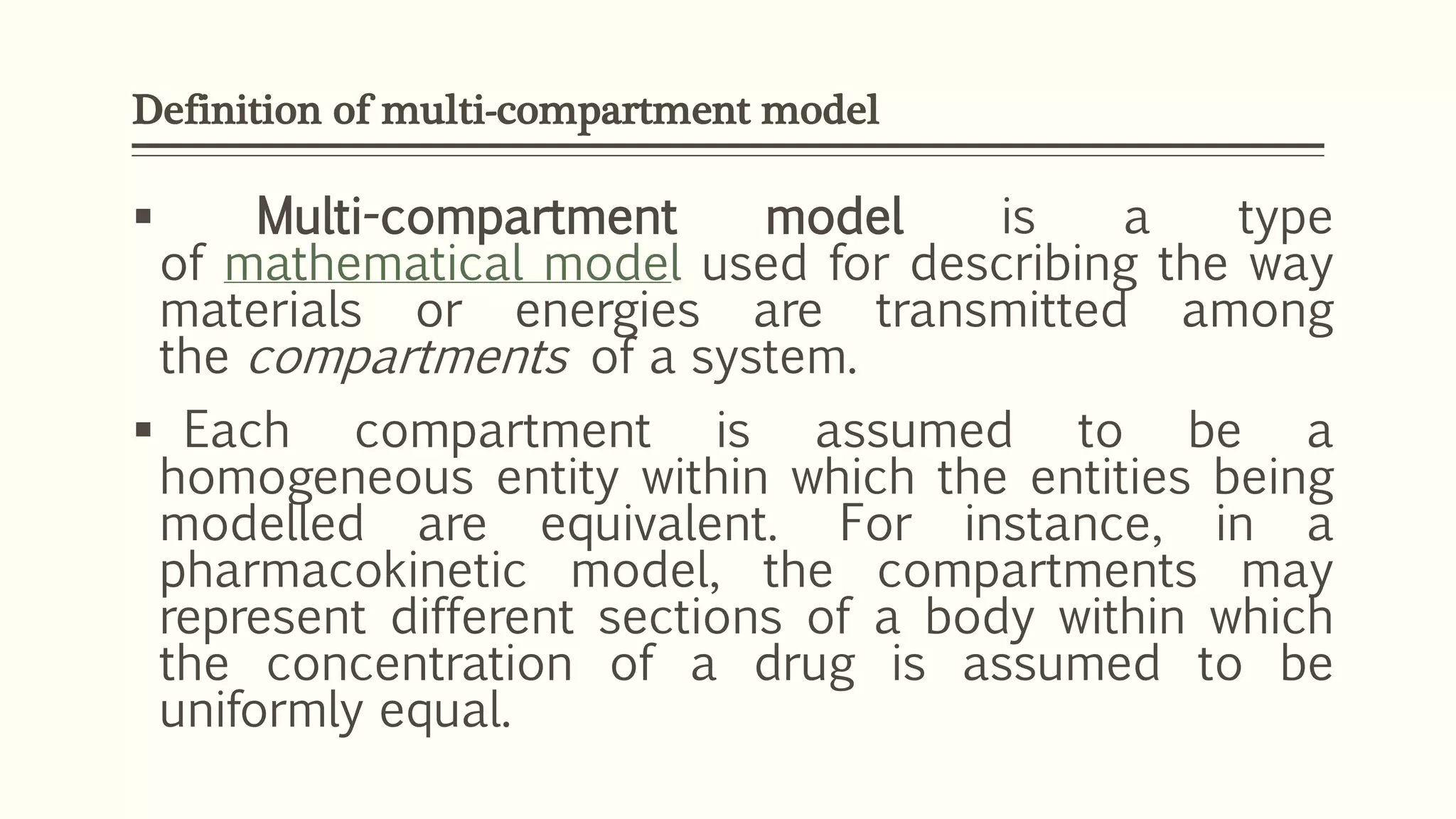 Multicompartment model IV Bolus | PPTX