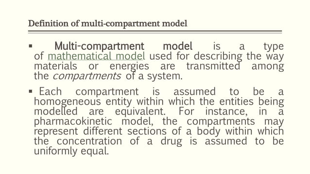 Multicompartment model IV Bolus | PPTX | Chemistry | Science