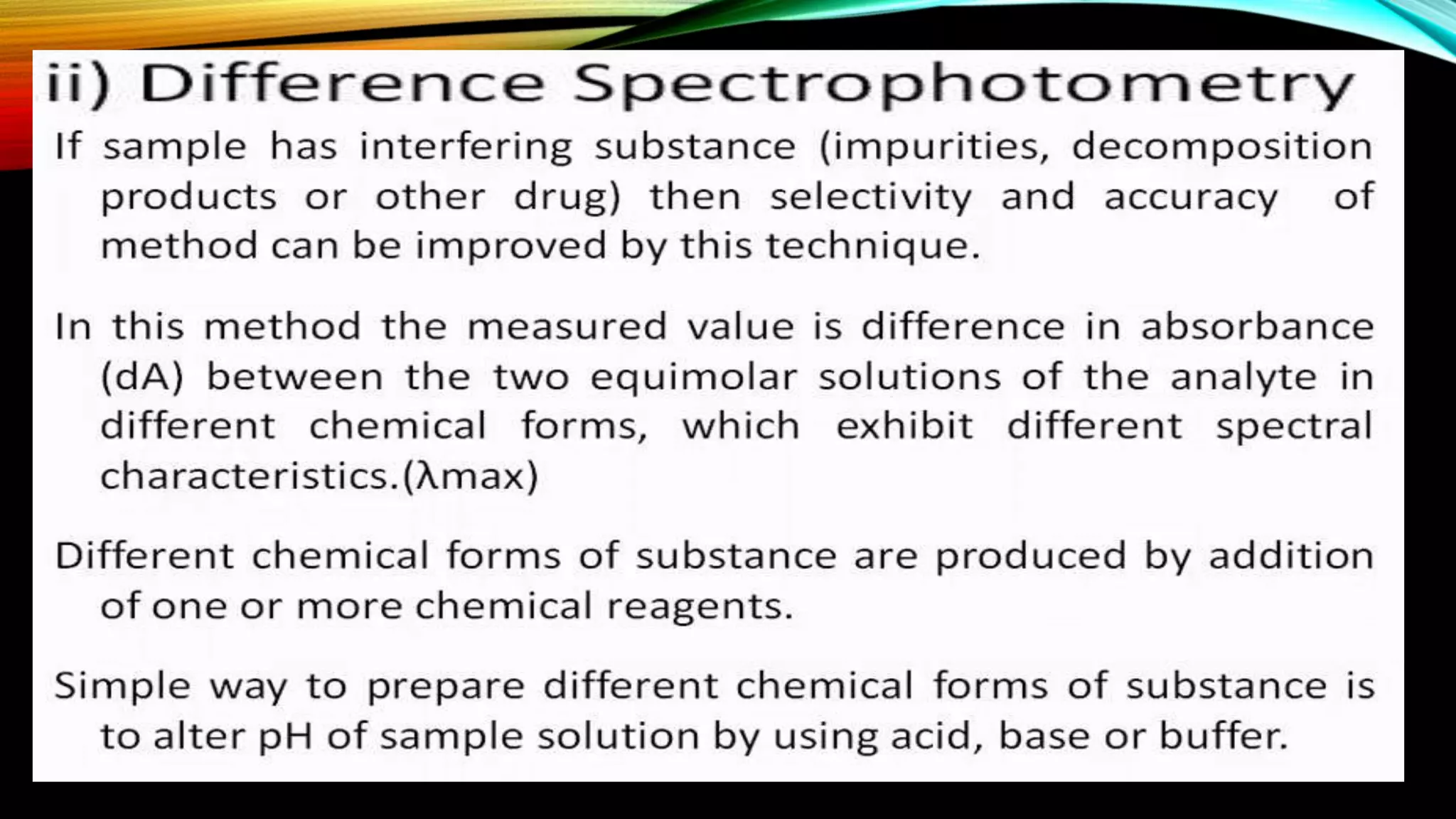 Multi component analysis (uv visible spectroscopy) by mr. pradeep ...