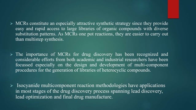 Multicomponent reaction | PPTX | Pharmaceutical Industry | Industries