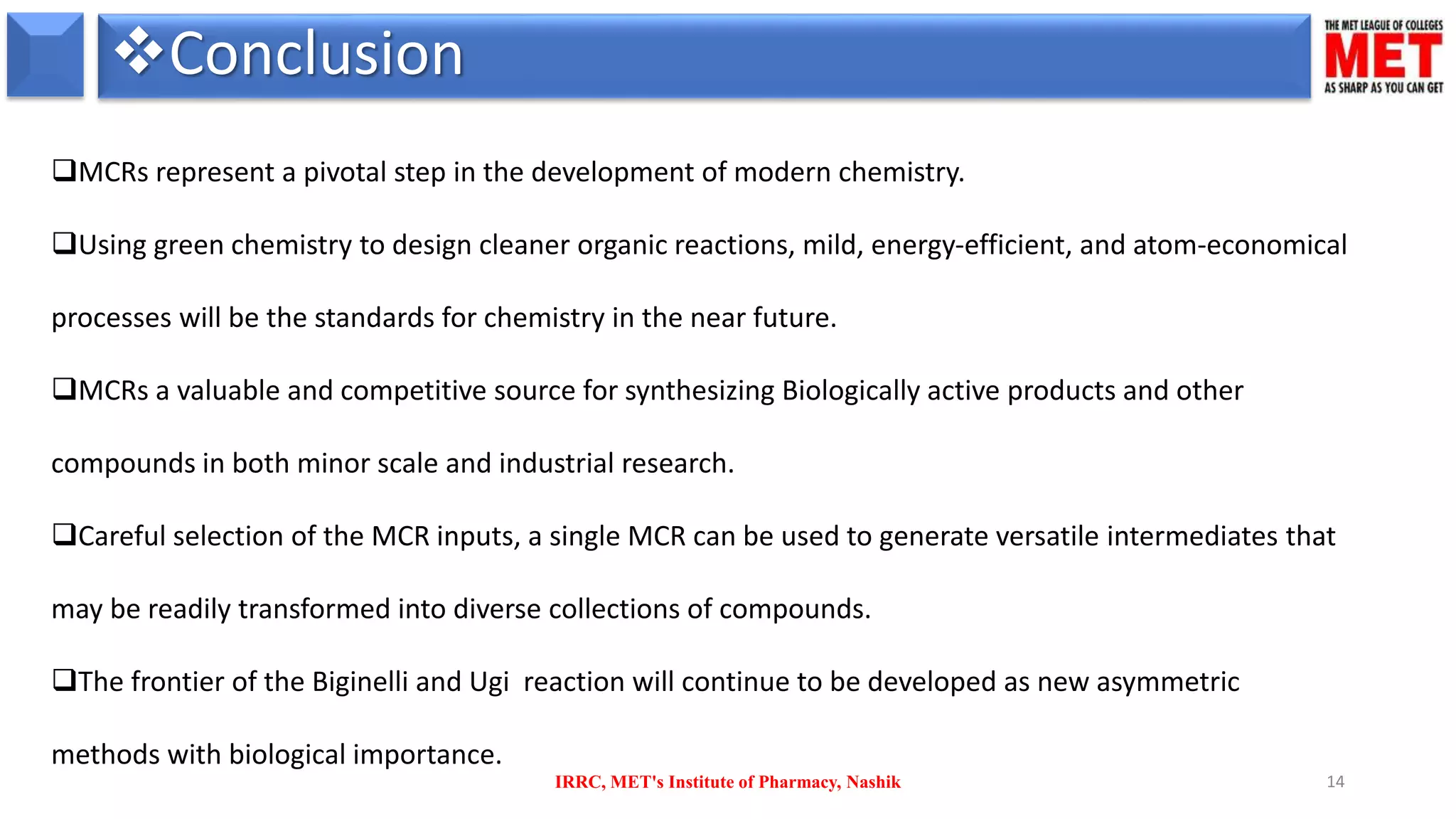 Multicomponent reaction | PPTX