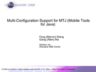 Multi Configurations For Mtj | PPT