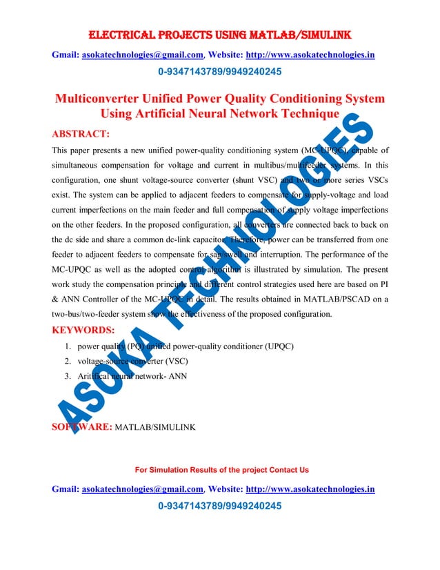 Multiconverter Unified Power Quality Conditioning System Using Artificial Neural Network ...