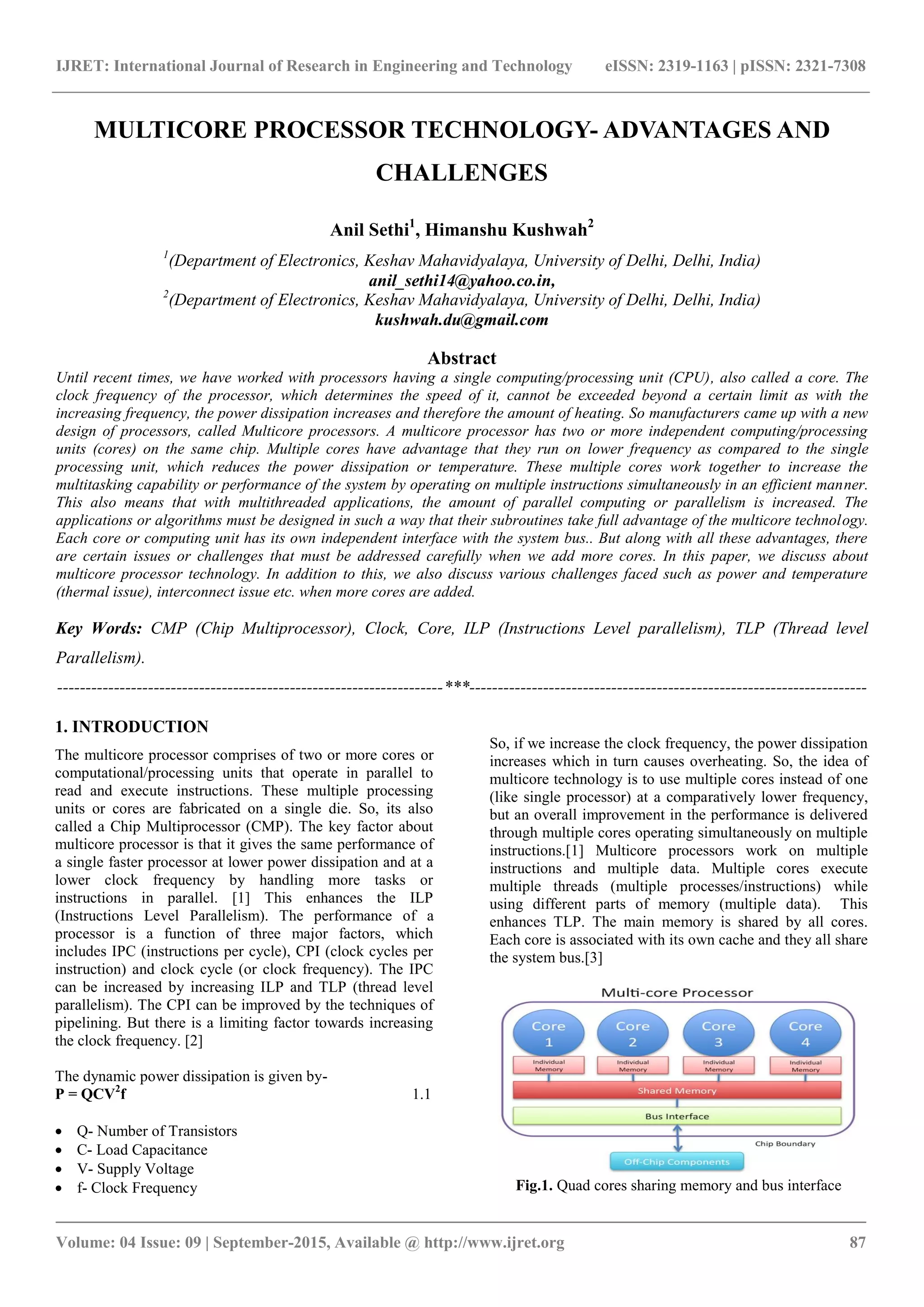 Multicore processor technology advantages and challenges | PDF | Operating Systems | Computer ...