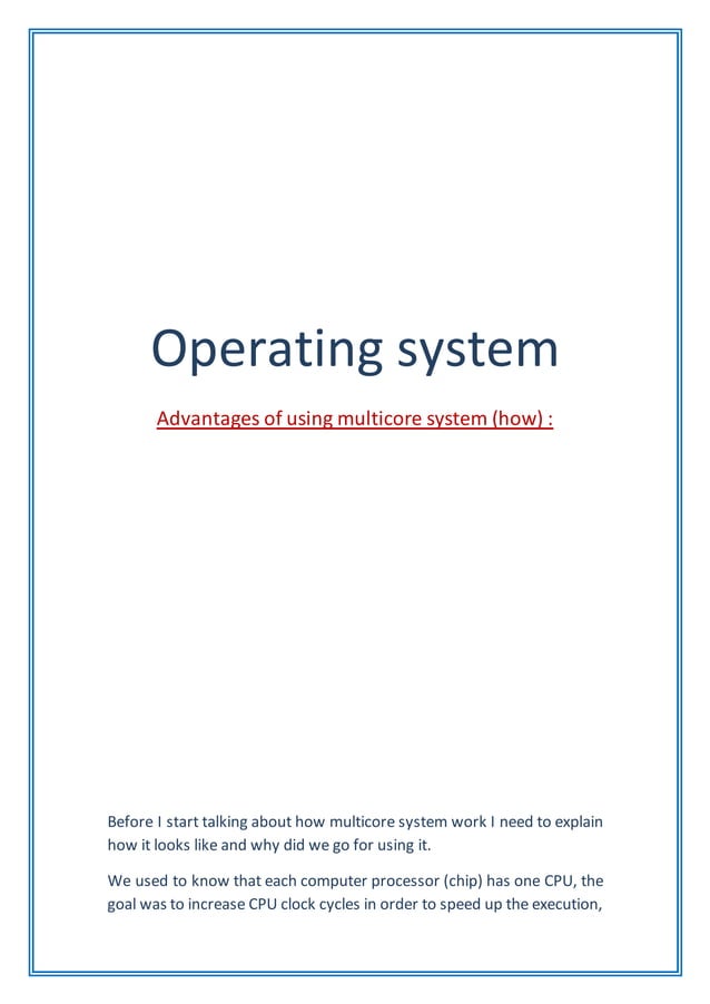 Multicore system | DOCX | Operating Systems | Computer Software and Applications