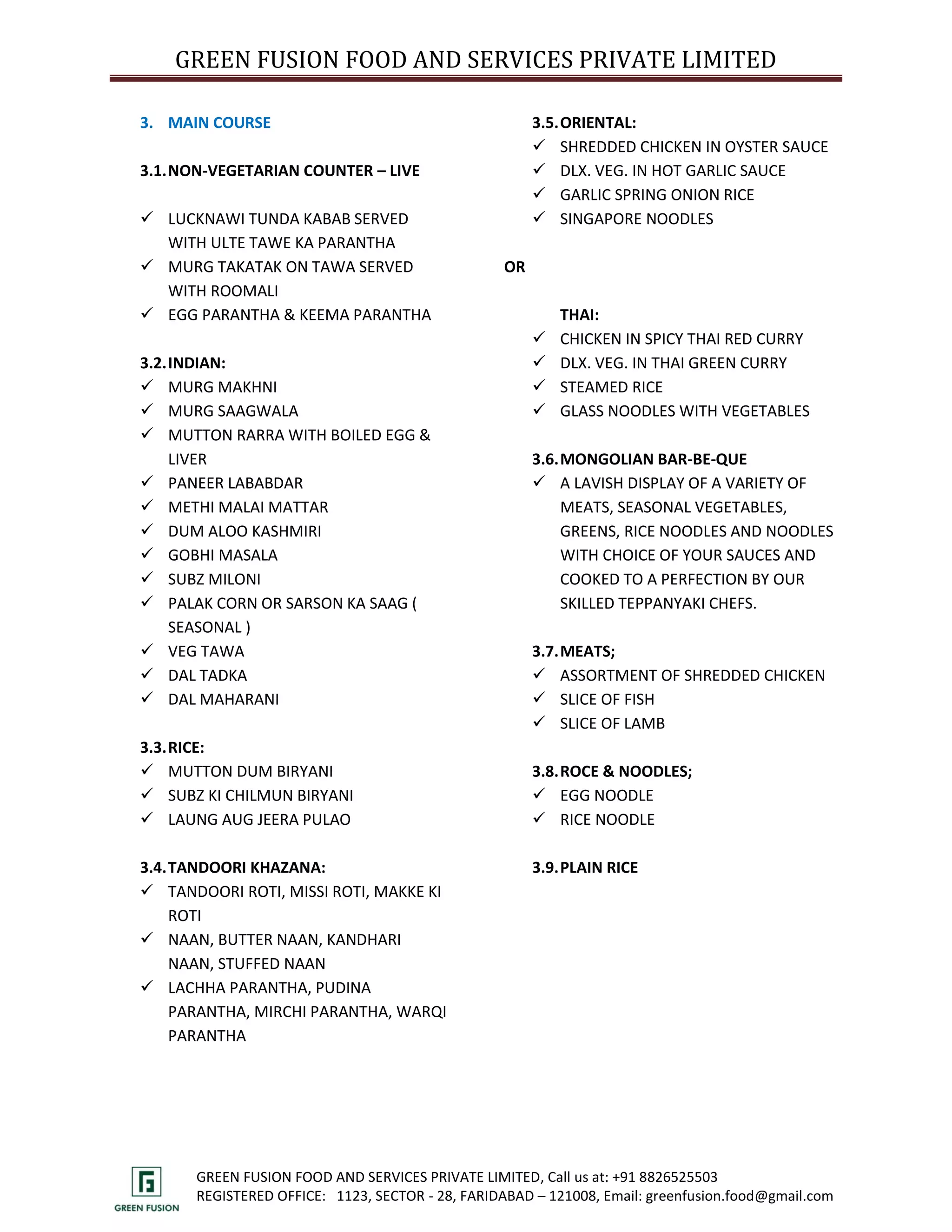 Multi Cuisine Non-Vegetarian Menu | PDF