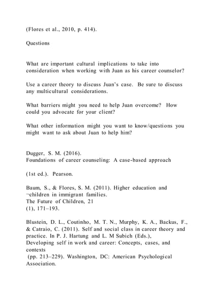 Multicultural Career Counseling Case StudyRead the following | DOCX