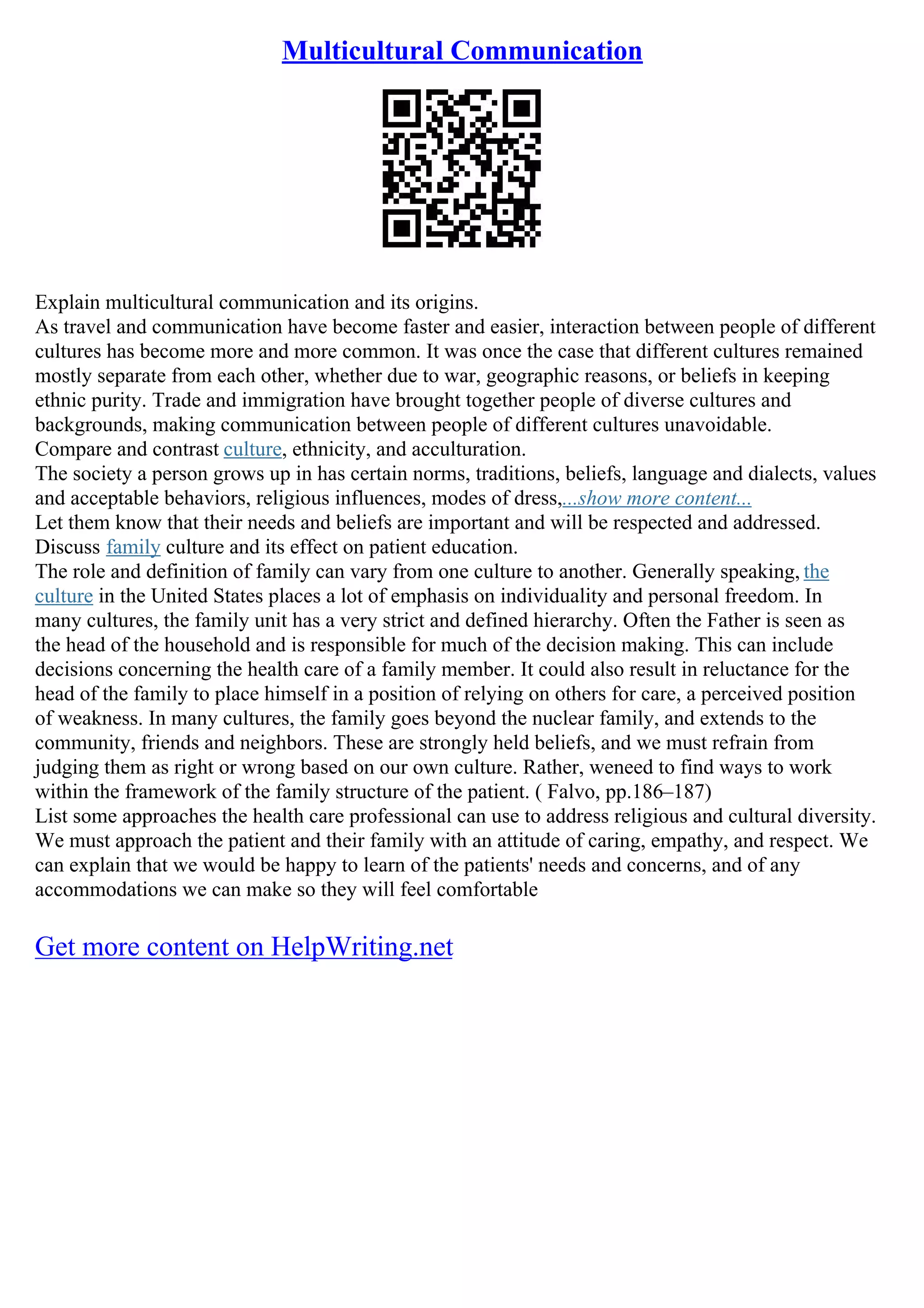Multicultural Communication | PDF