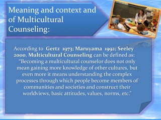 Multicultural counseling.. | PPTX