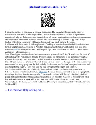Multicultural Education Paper | PDF