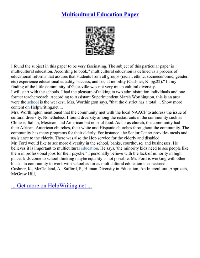 Multicultural Education Paper | PDF | Education