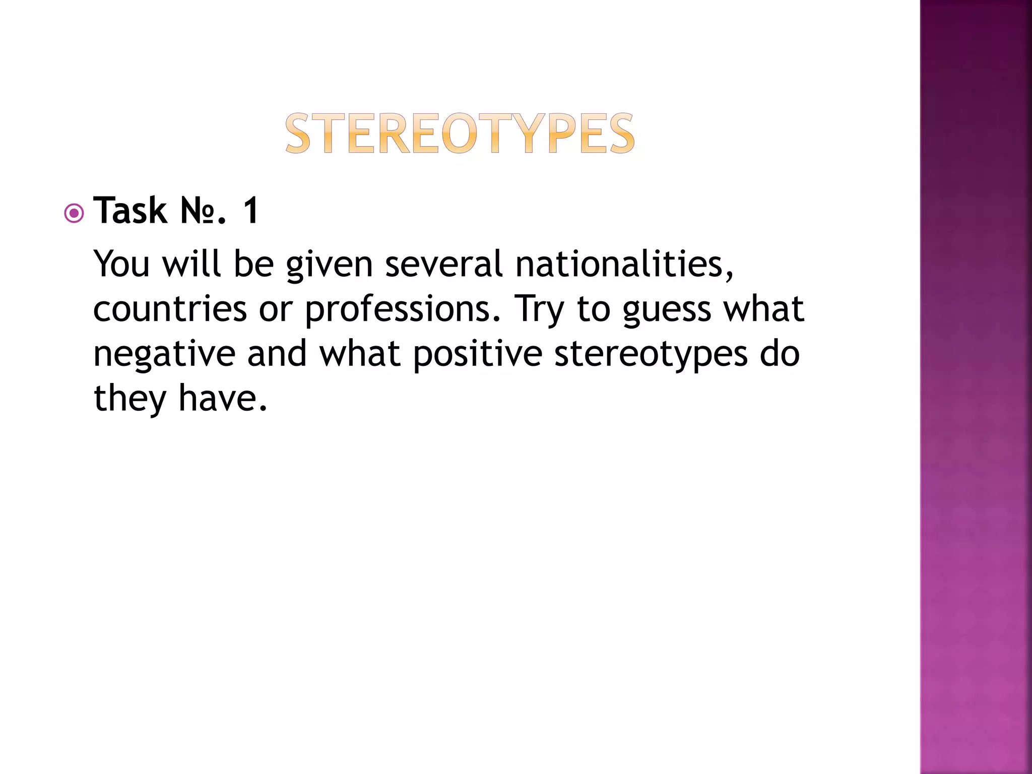 Multiculturalism and stereotypes | PPTX