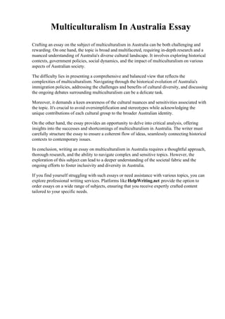 Multiculturalism In Australia Essay.pdf