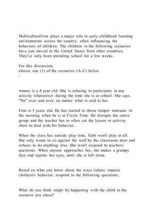 Multiculturalism plays a major role in early childhood learning | PDF