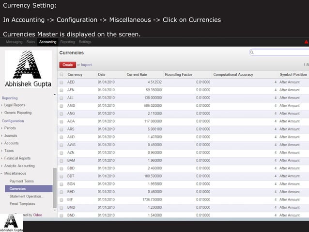 OpenERP / Odoo Multi currency | PPT