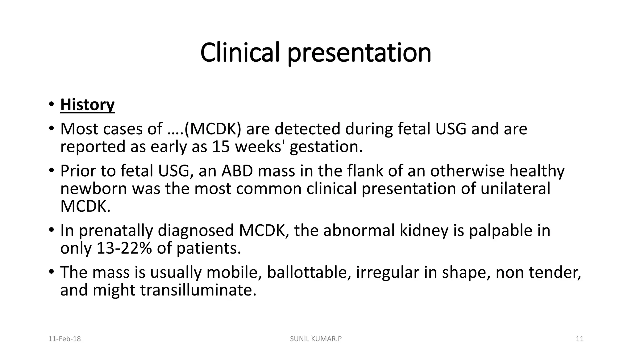 Multi cystic dysplastic kidney (renal dysplasia) | PPTX