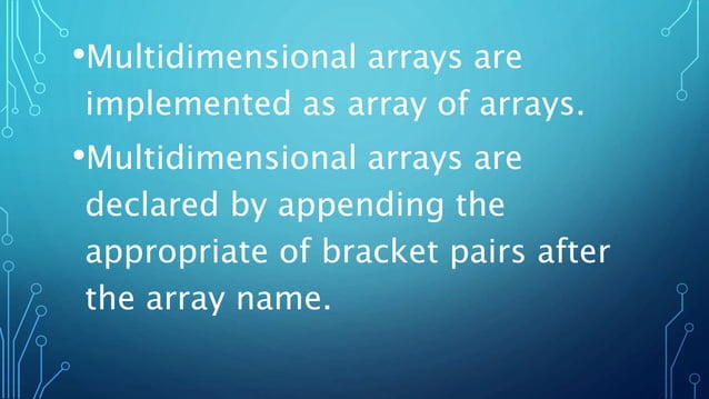 Multidimensional Array Ppt 