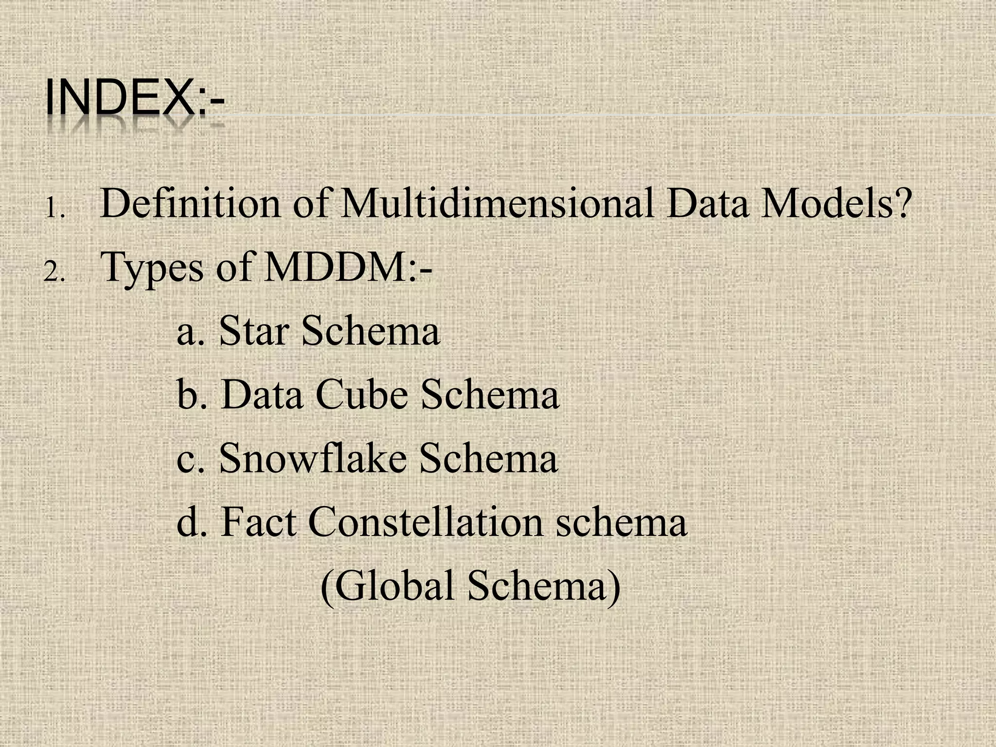 Multidimensional data models | PPTX