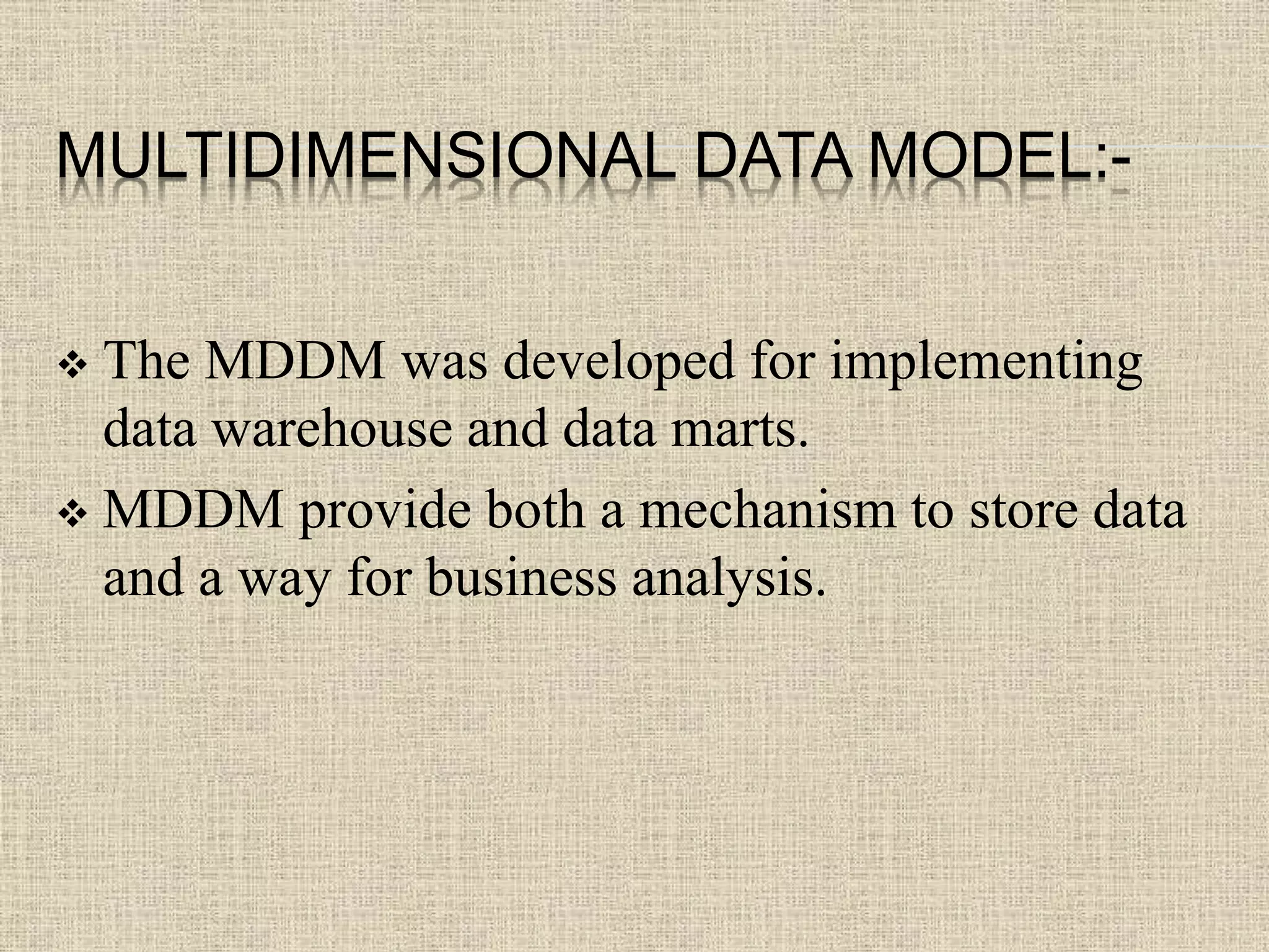 Multidimensional data models | PPTX