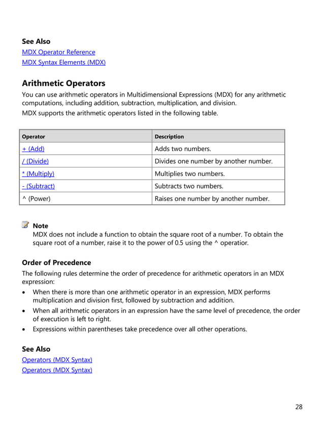Multidimensional expressions mdx - reference | PDF