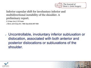Multidirectional instability of the shoulder 2014 | PPTX