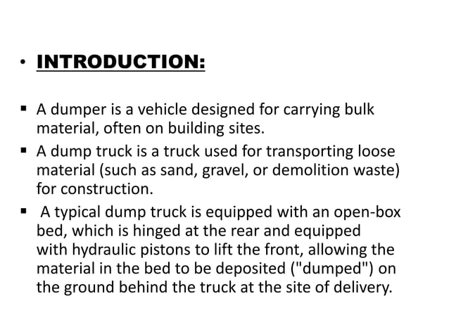 Multi direction dumping system | PPTX | Pickup Trucks | Auto Body Styles