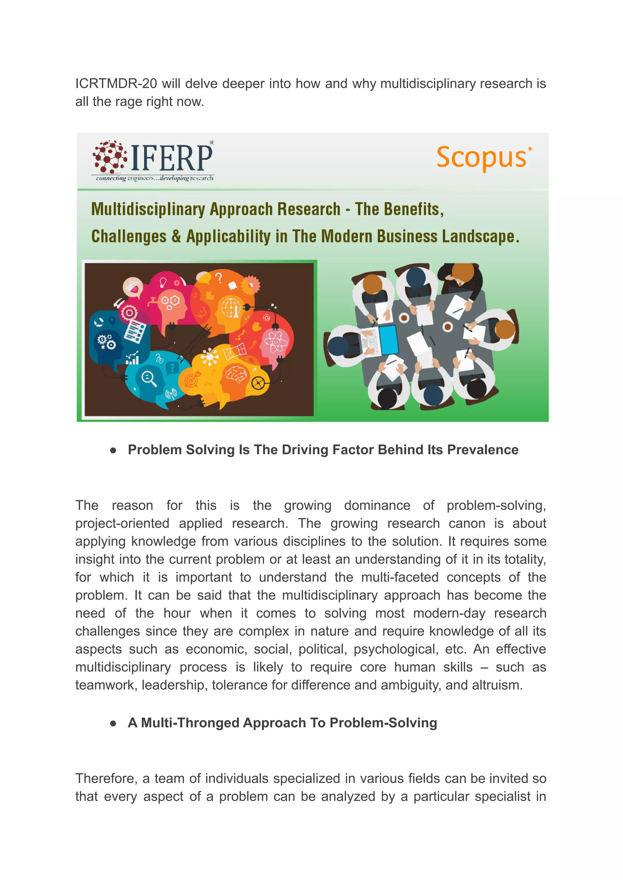 Multidisciplinary Approach Research – The Benefits, Challenges ...