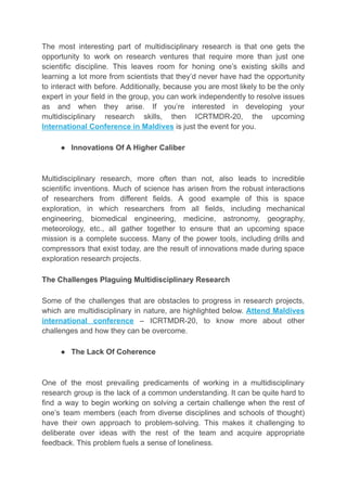 Multidisciplinary Approach Research – The Benefits, Challenges ...