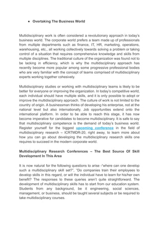 Multidisciplinary Approach Research – The Benefits, Challenges ...