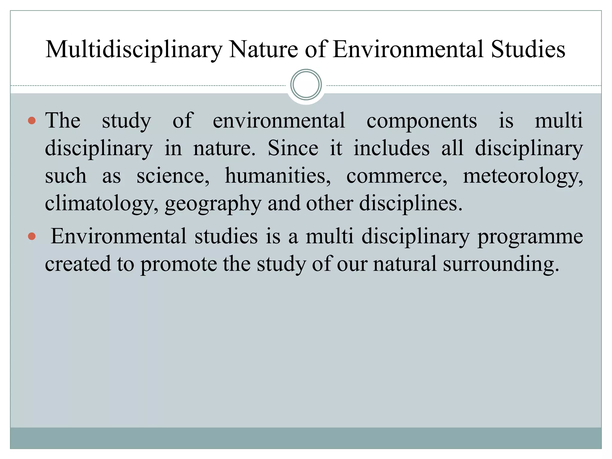 Multidisciplinary nature of enviroment | PDF
