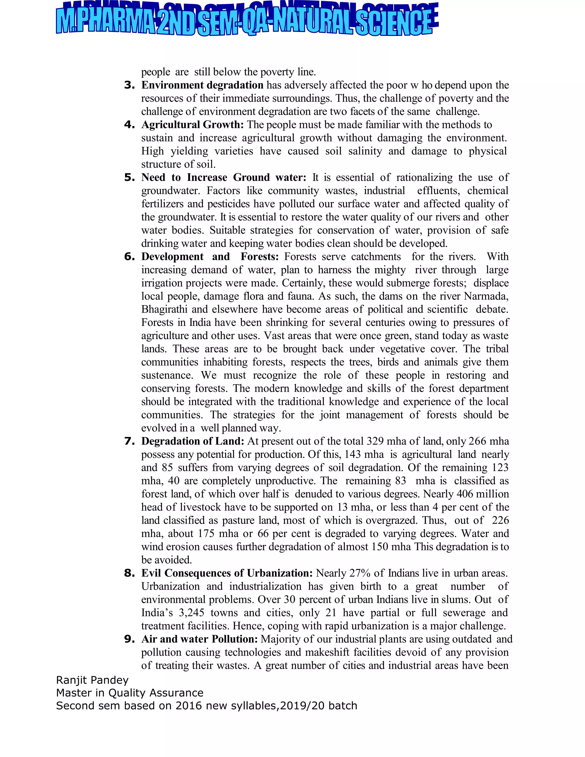 Multidisciplinary nature of environmental studies: Natural Resources ...