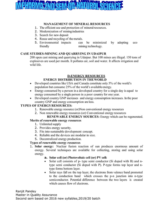Multidisciplinary nature of environmental studies: Natural Resources ...